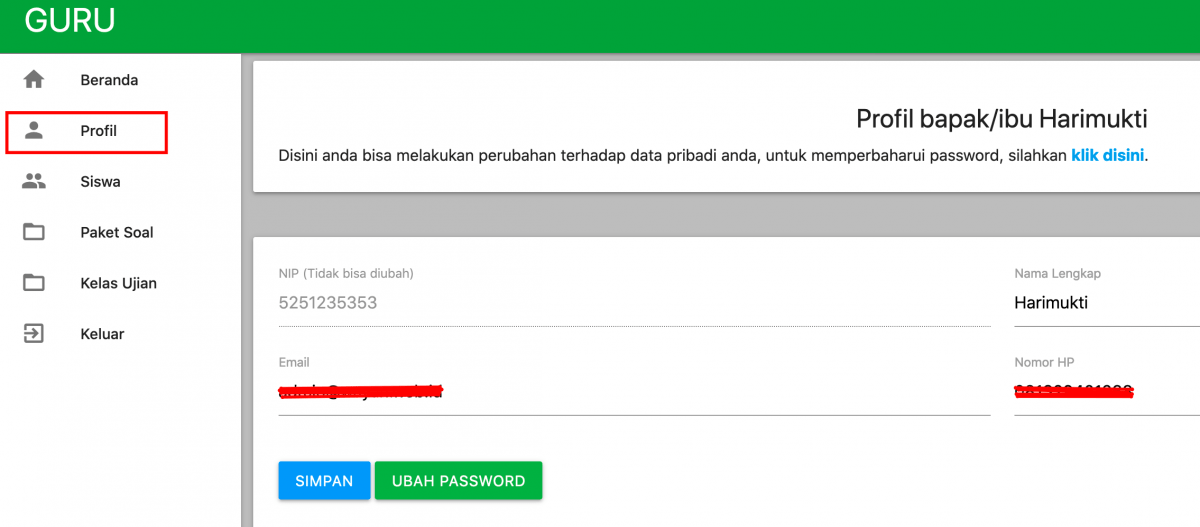 Cara Update Profil dan Password Guru/Dosen - E-ujian.id