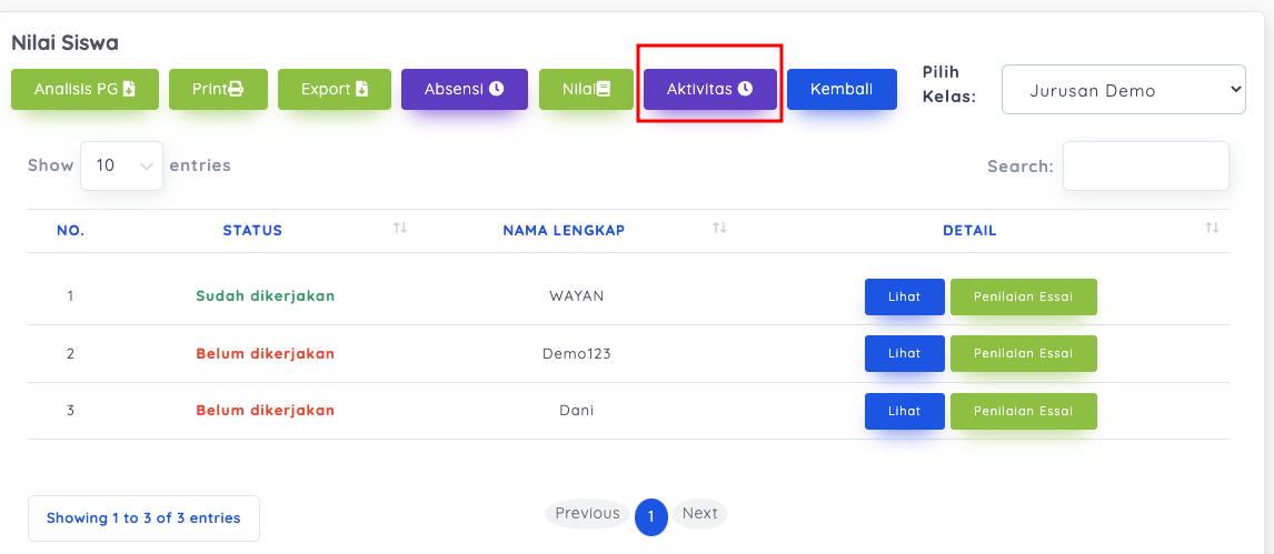 Cara Melihat Aktivitas Siswa Ujian CBT Online - E-ujian.id